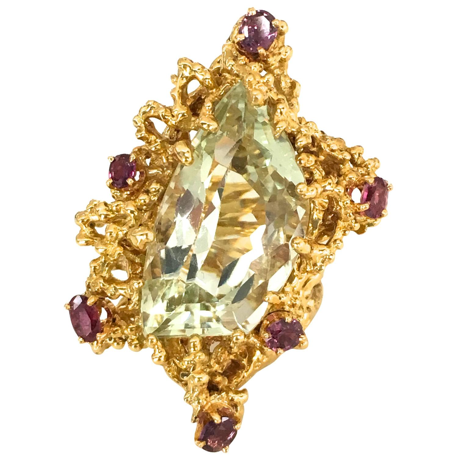 Barabara Anton Beryl and Ruby Cocktail Ring Circa 1960 - Kimberly ...