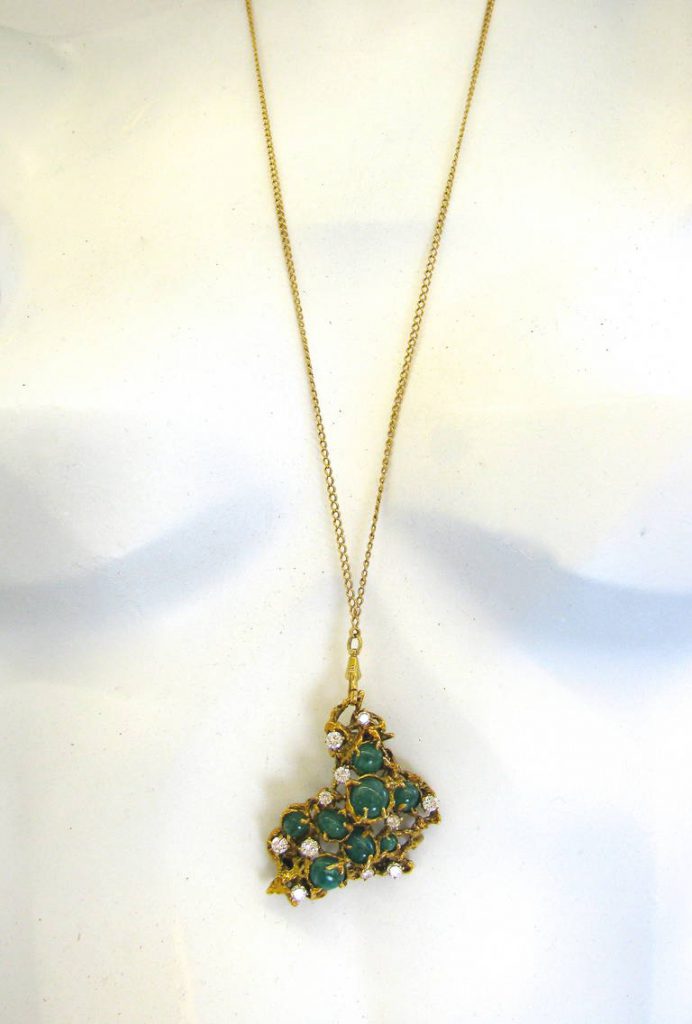 Arthur King Brutalist Emerald Diamond Gold Pendant Brooch - Kimberly ...