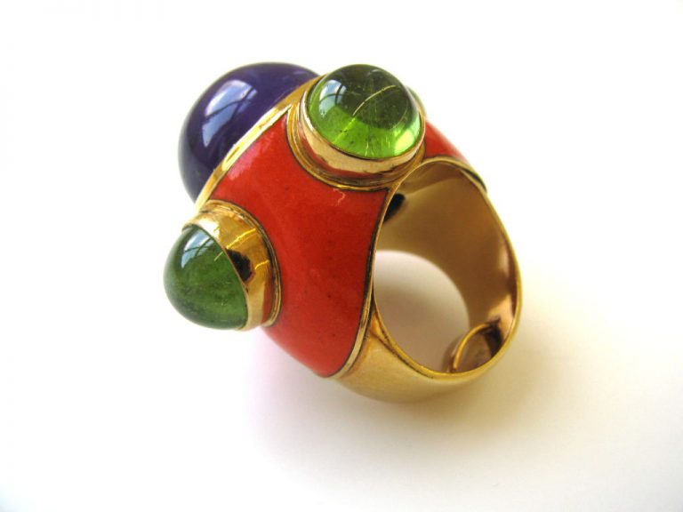 SOLANGE AZAGURY-PARTRIDGE, An Amethyst, Peridot and Enamel Ring ...
